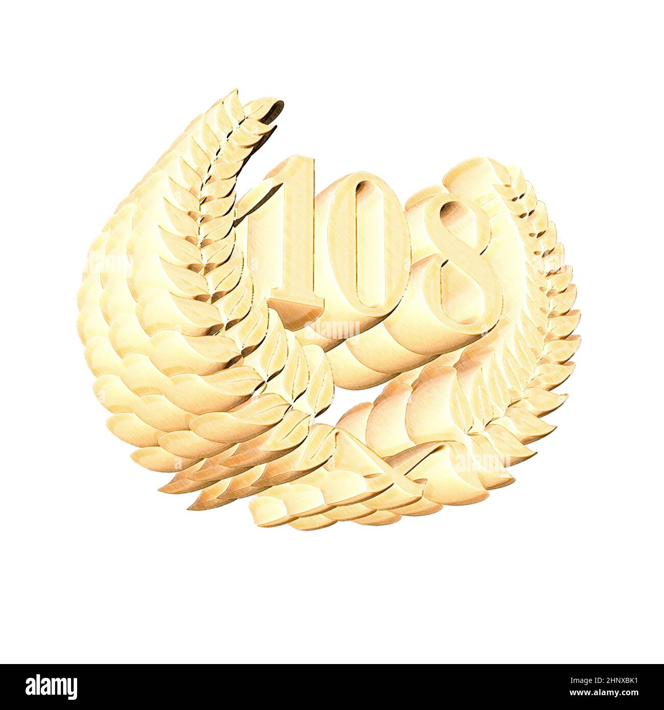 Number 108 with laurel wreath or honor wreath as a 3D-illustration, 3D ...