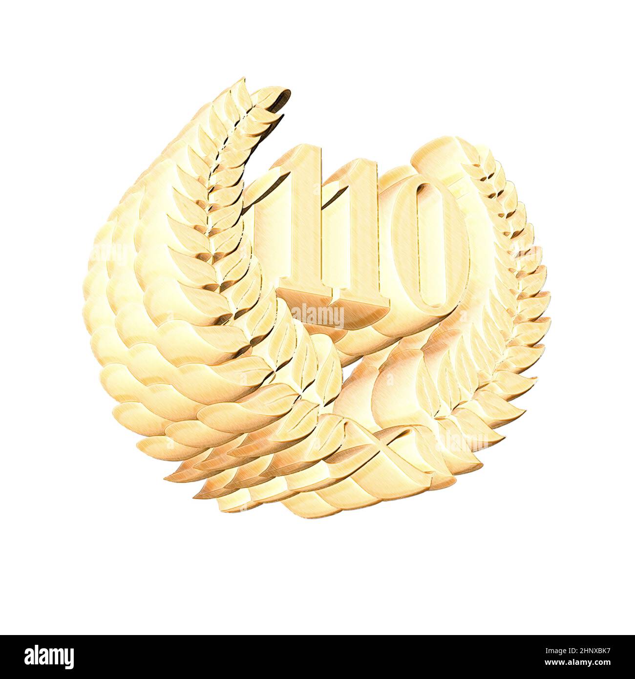 Number 110 with laurel wreath or honor wreath as a 3D-illustration, 3D ...
