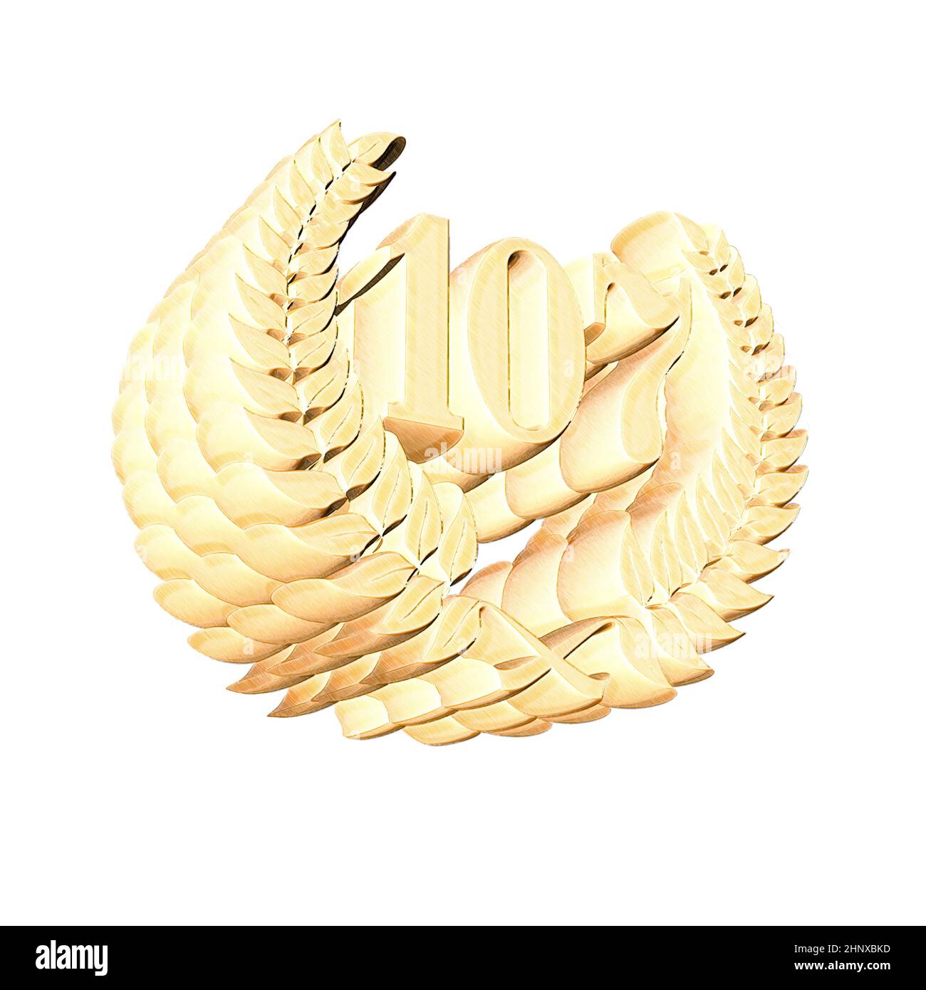 Number 107 with laurel wreath or honor wreath as a 3D-illustration, 3D ...