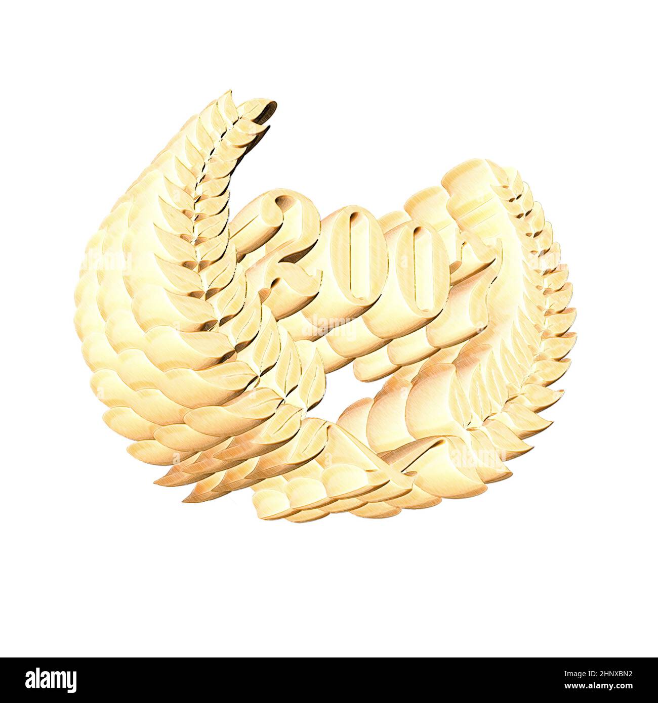 Number 2007 with laurel wreath or honor wreath as a 3D-illustration, 3D ...
