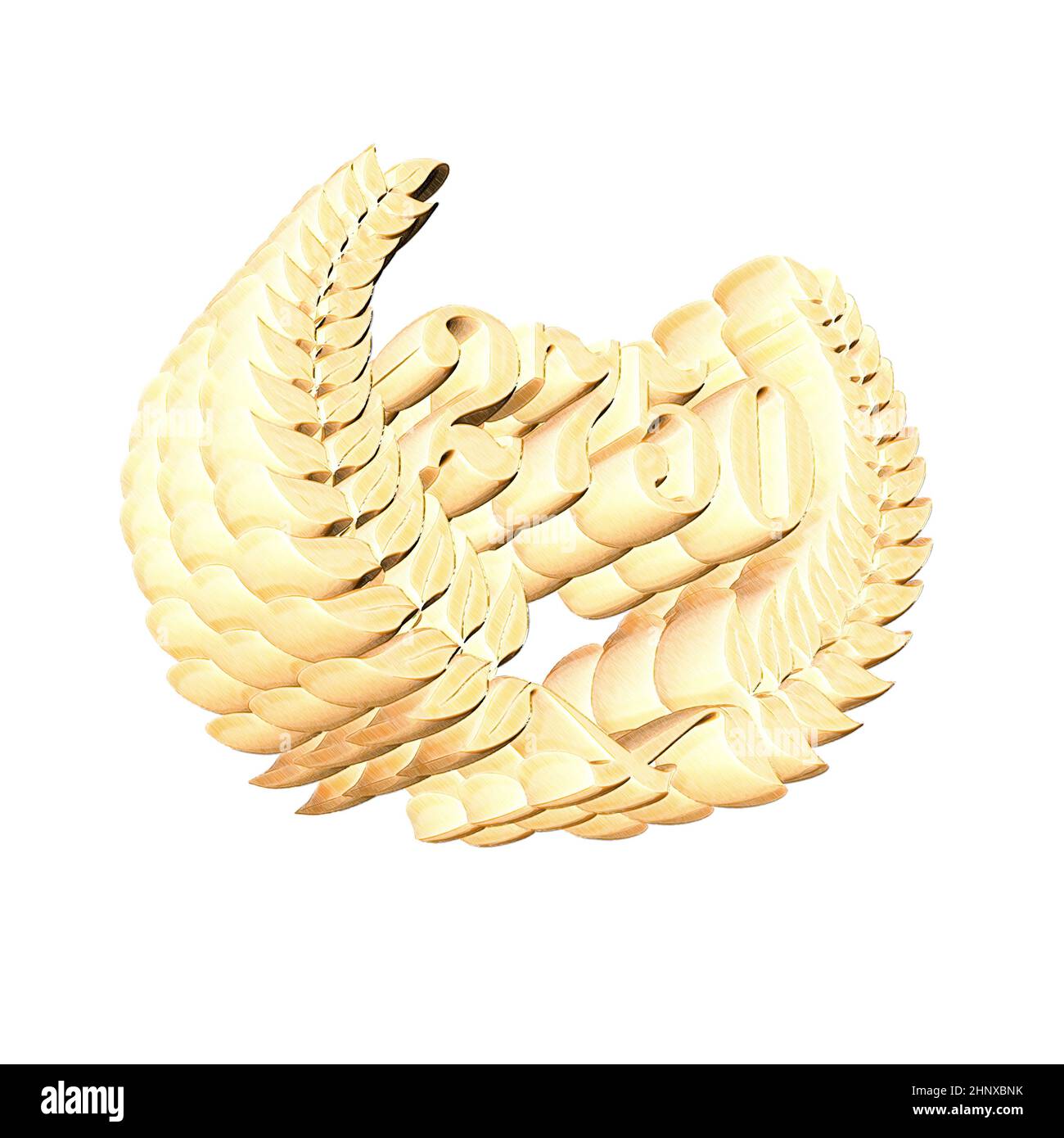 Number 2750 with laurel wreath or honor wreath as a 3D-illustration, 3D ...