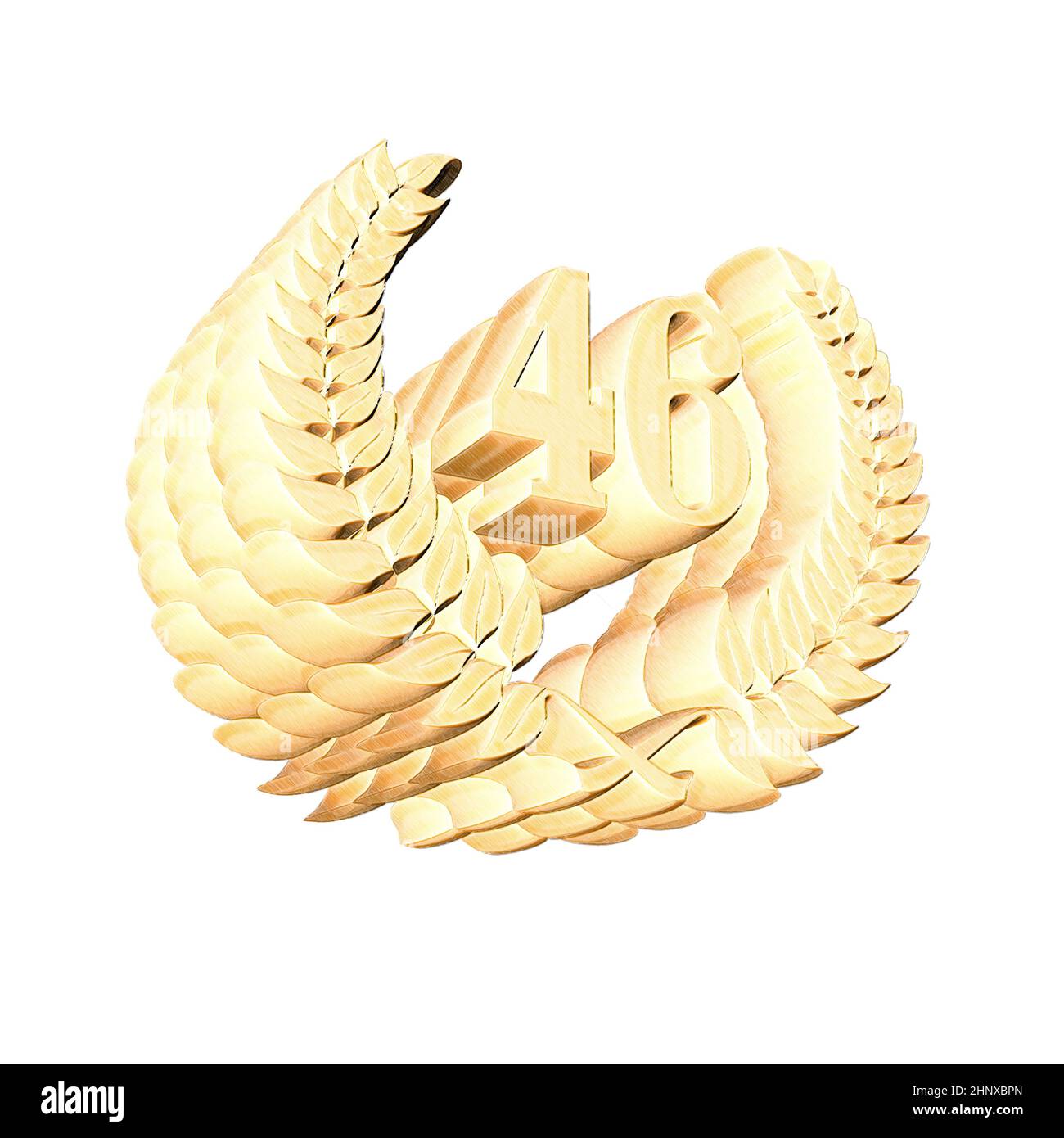 Number 46 with laurel wreath or honor wreath as a 3D-illustration, 3D ...