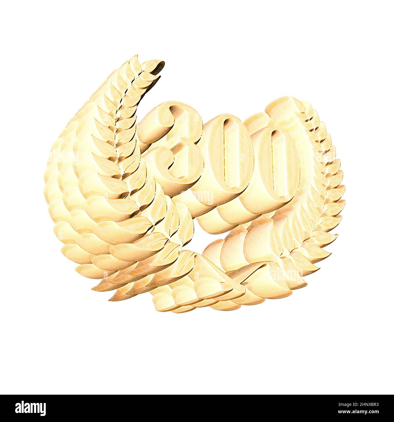 Number 300 with laurel wreath or honor wreath as a 3D-illustration, 3D ...
