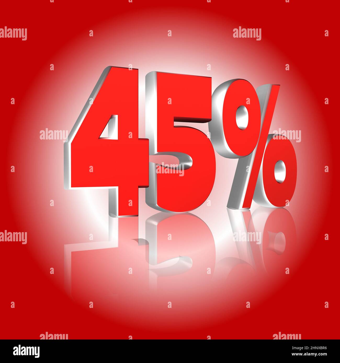 45%, 45 percent as a 3D illustration, 3D rendering Stock Photo - Alamy