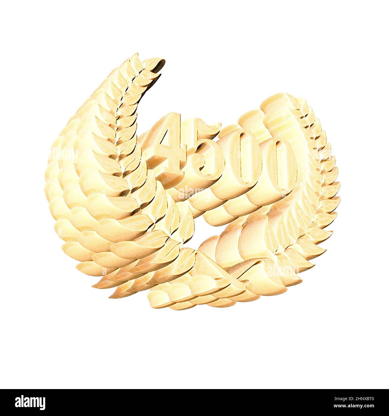 Number 4500 with laurel wreath or honor wreath as a 3D-illustration, 3D ...