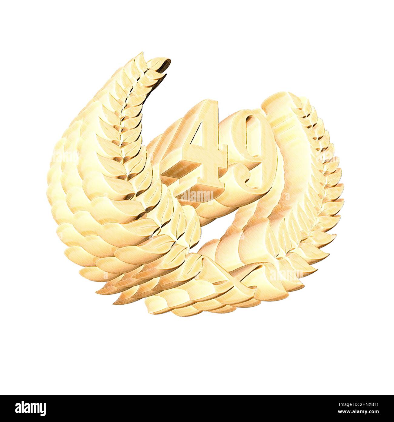 Number 49 with laurel wreath or honor wreath as a 3D-illustration, 3D ...
