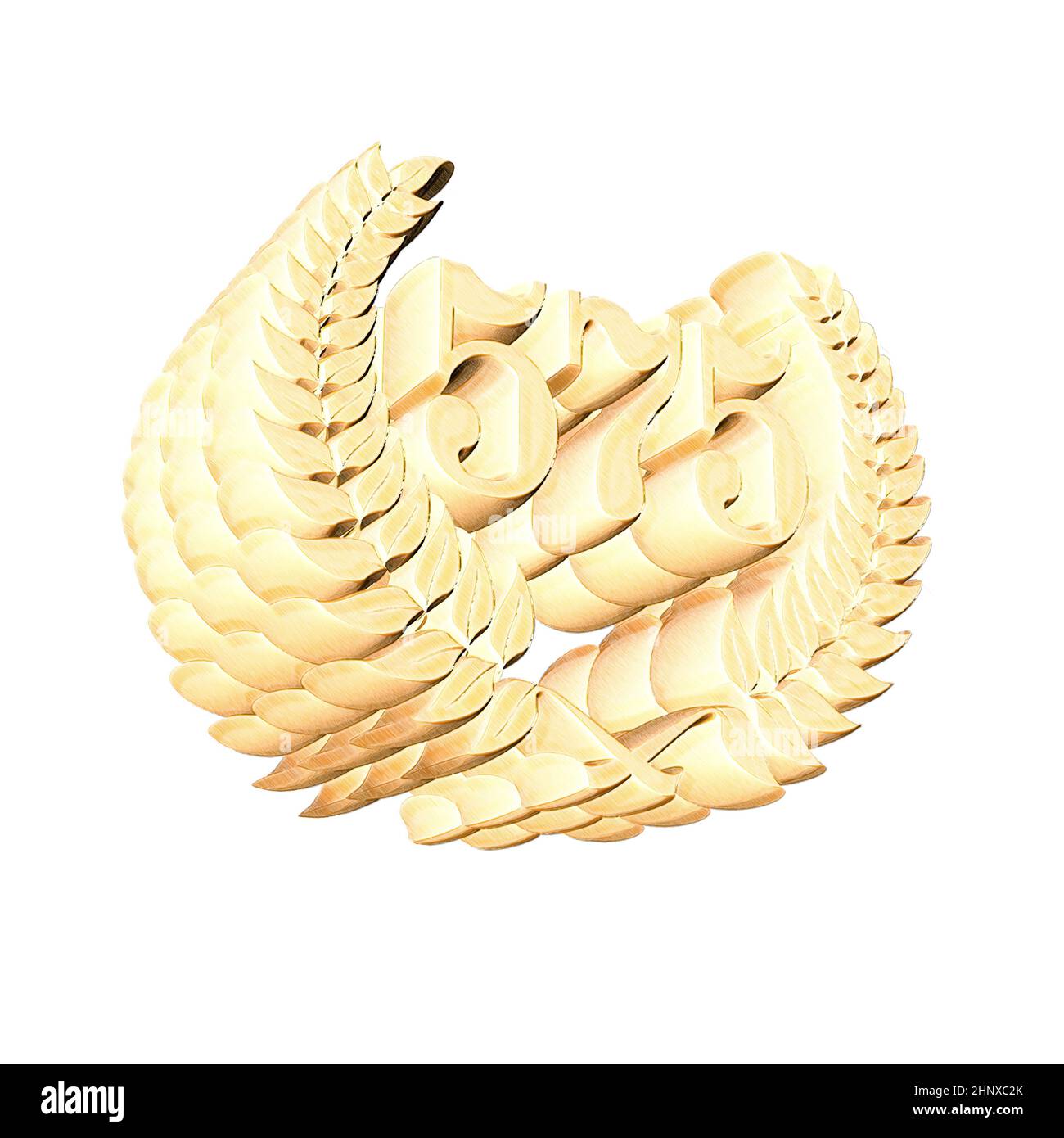 Number 575 with laurel wreath or honor wreath as a 3D-illustration, 3D ...