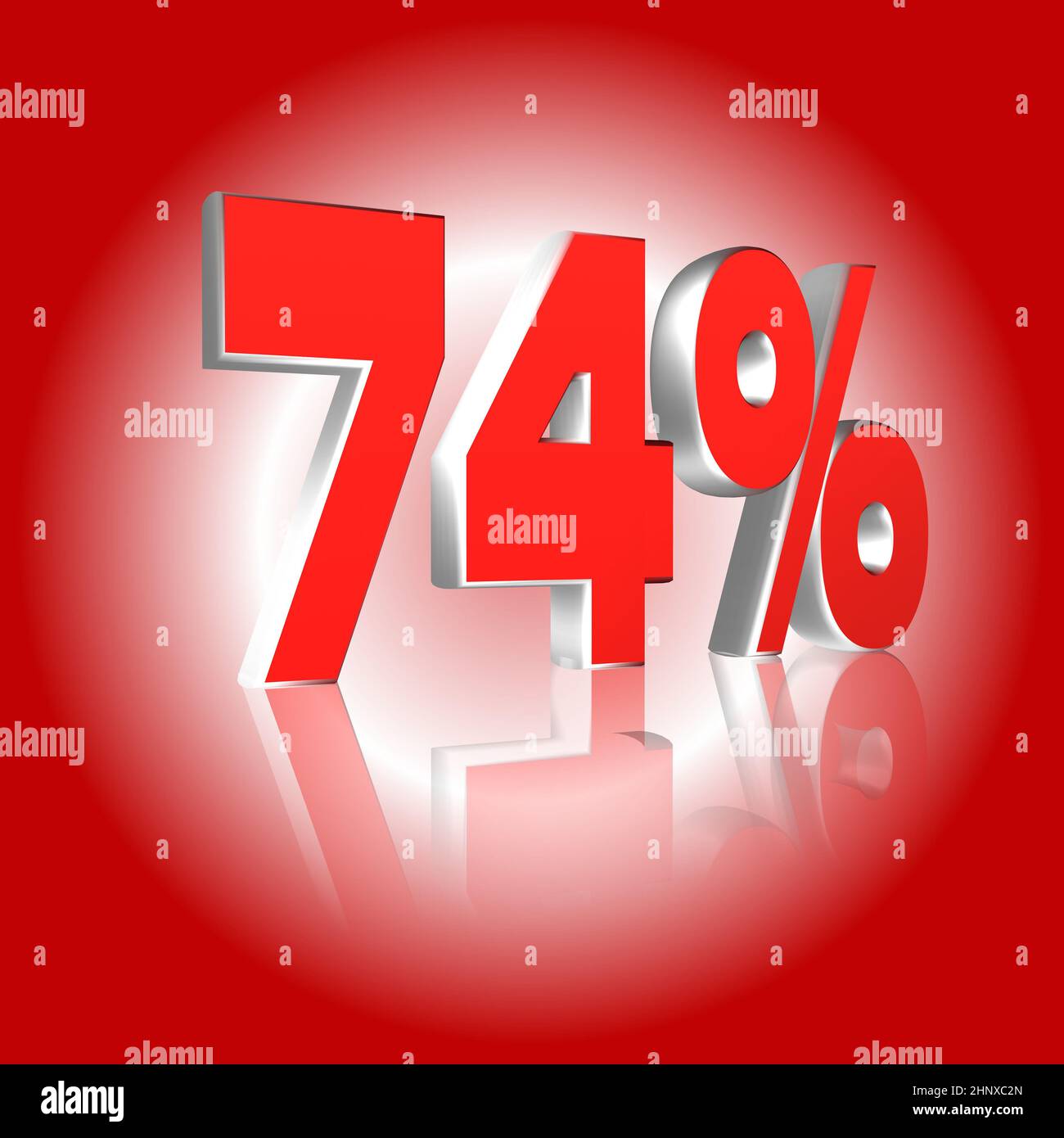 74%, 74 percent as a 3D illustration, 3D rendering Stock Photo - Alamy