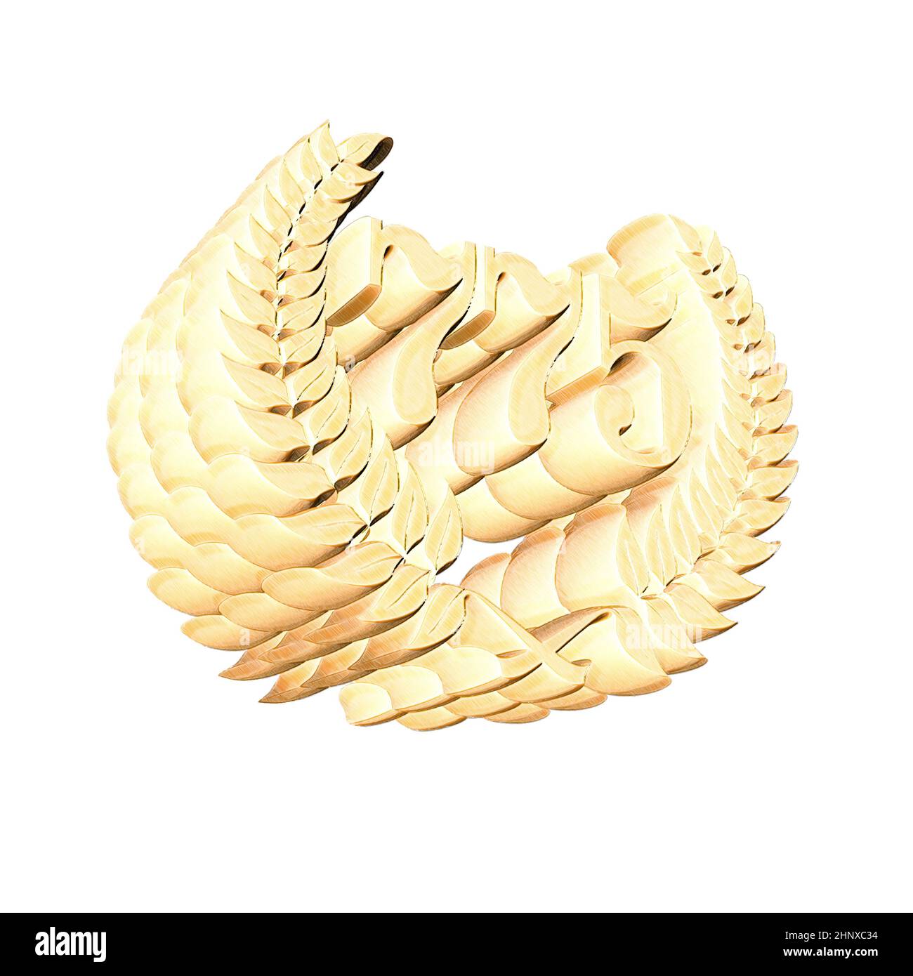 Number 775 with laurel wreath or honor wreath as a 3D-illustration, 3D ...