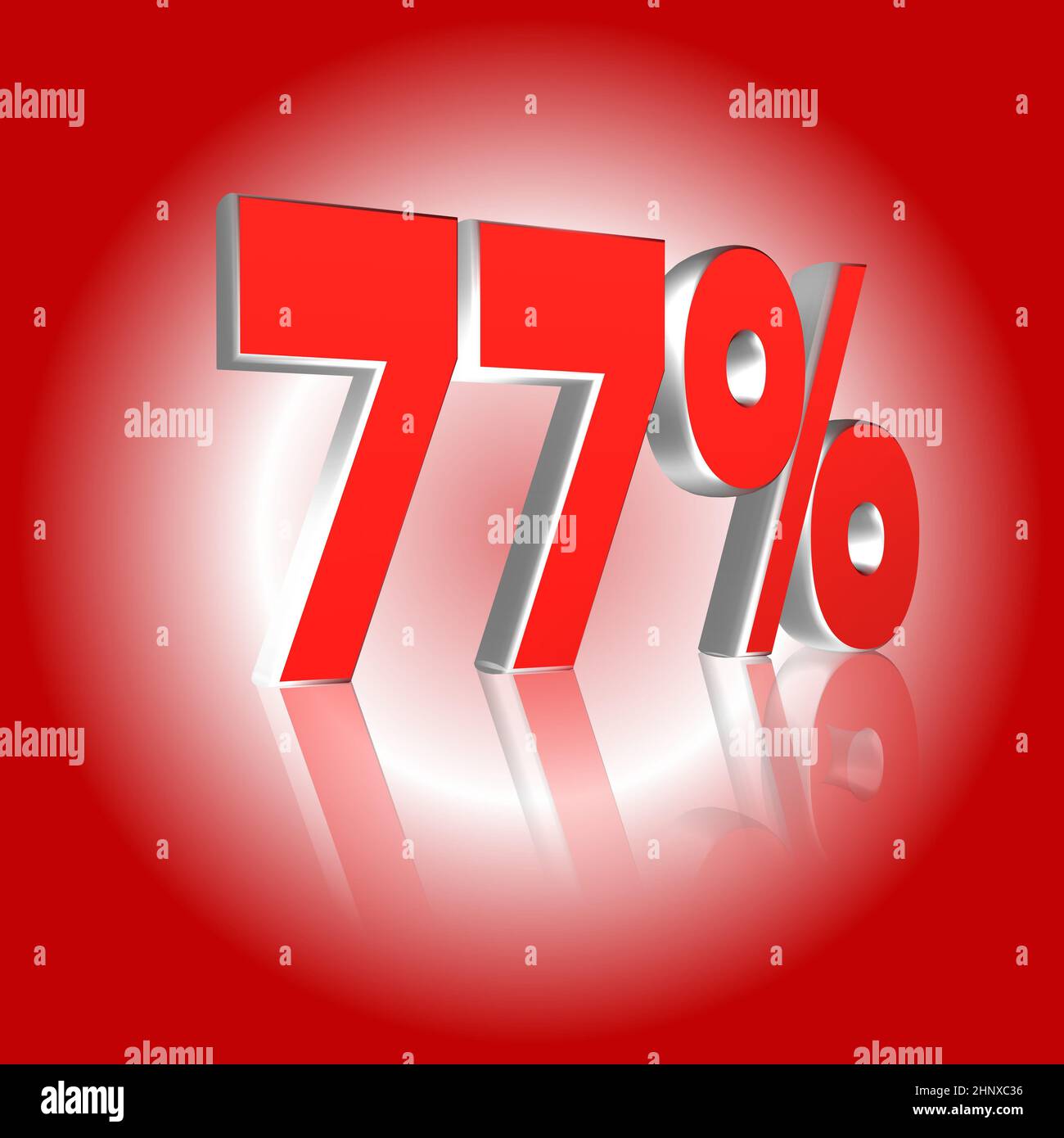77%, 77 percent as a 3D illustration, 3D rendering Stock Photo - Alamy