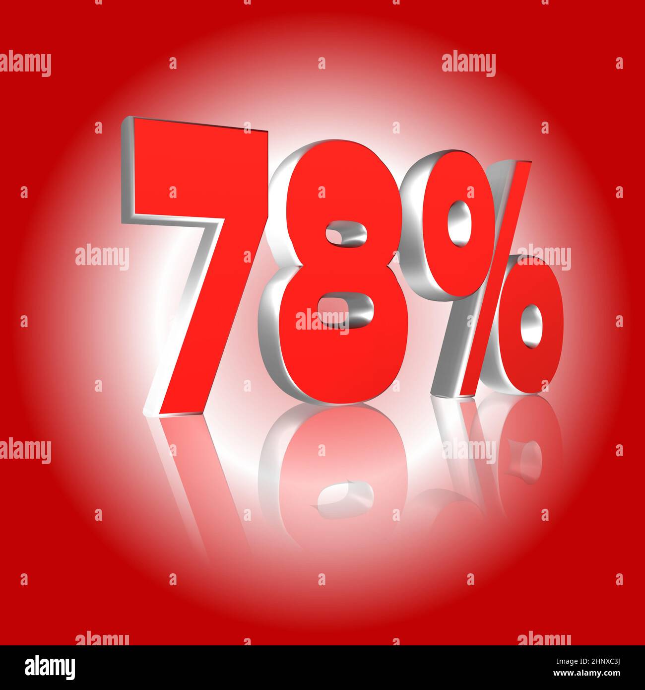 78%, 78 percent as a 3D illustration, 3D rendering Stock Photo - Alamy