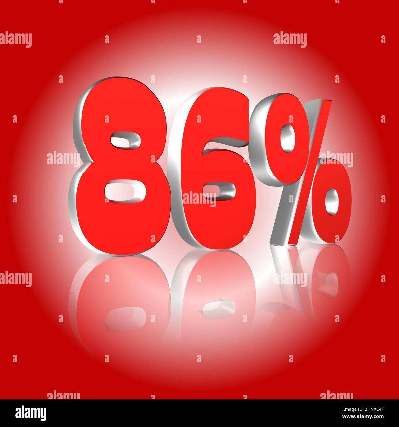 86%, 86 percent as a 3D illustration, 3D rendering Stock Photo - Alamy