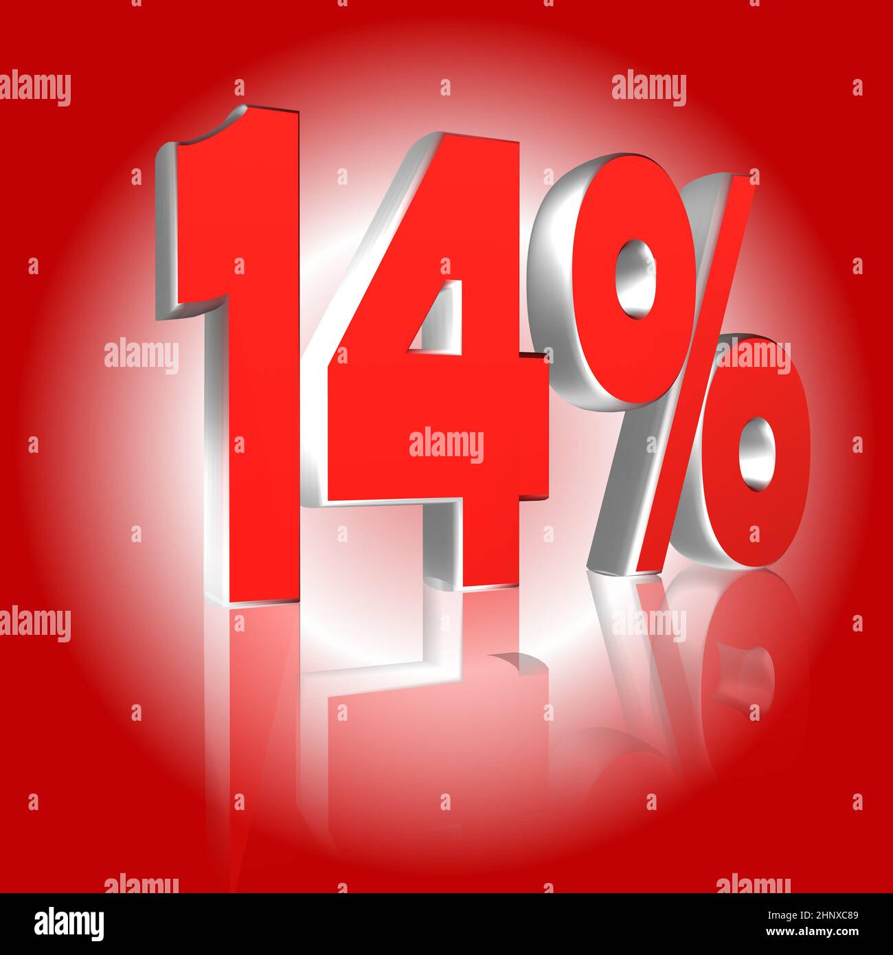 14%, 14 percent as a 3D illustration, 3D rendering Stock Photo - Alamy