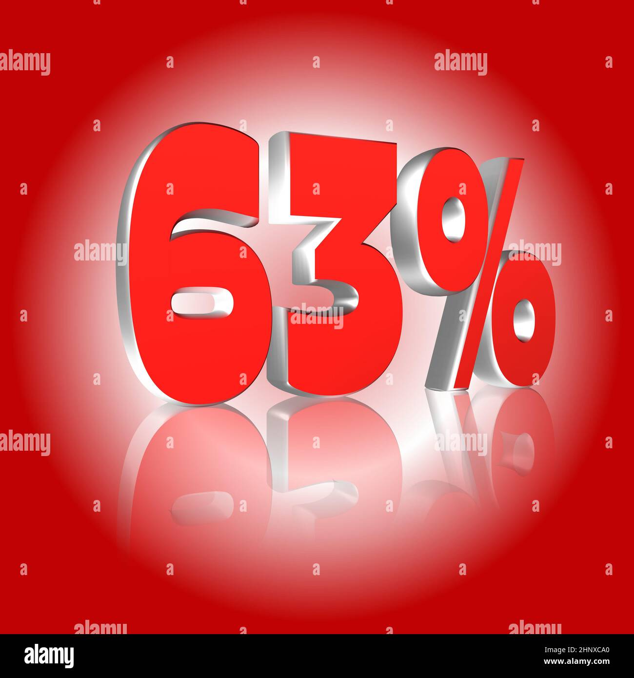 63%, 63 percent as a 3D illustration, 3D rendering Stock Photo - Alamy