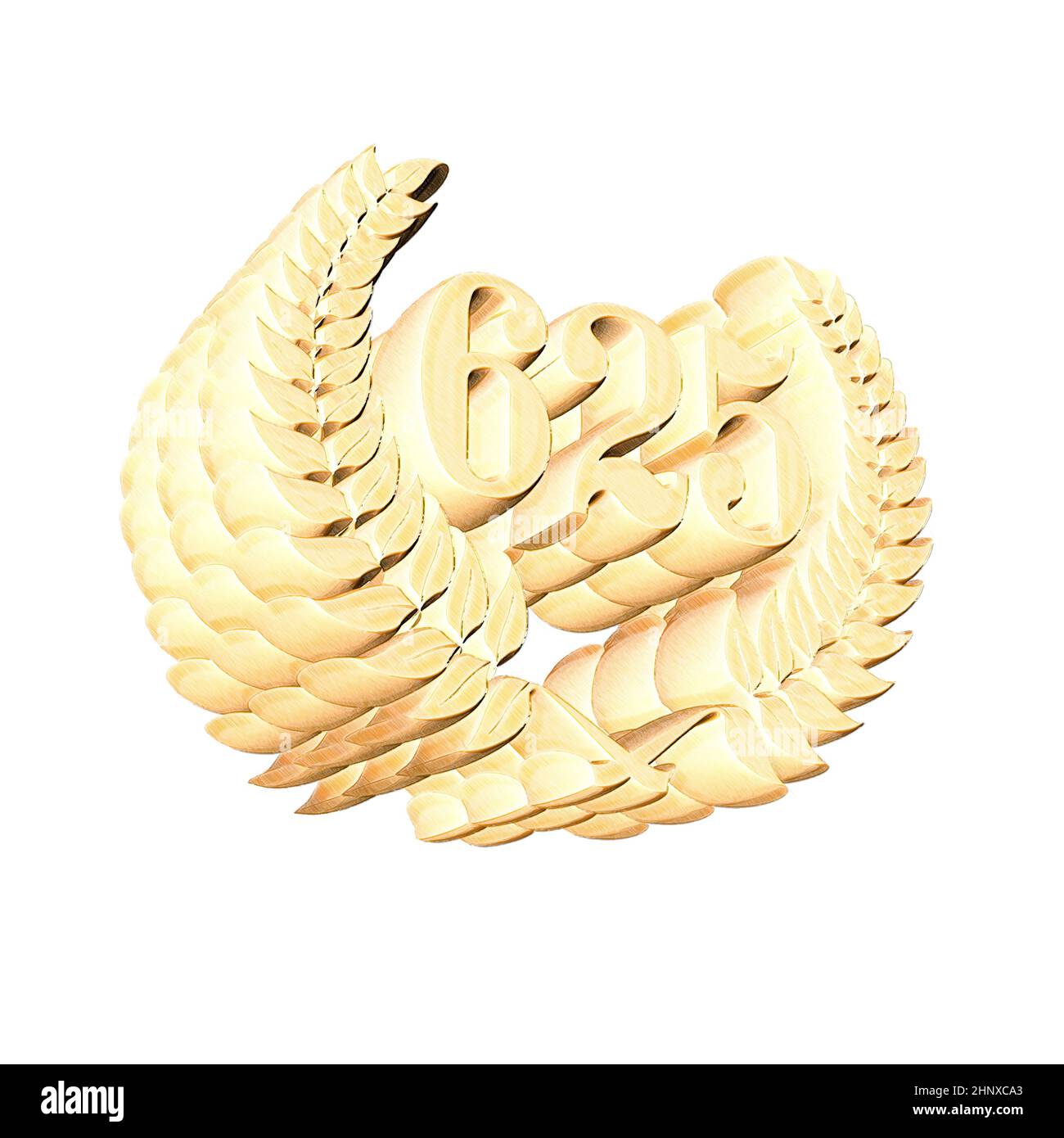 Number 625 with laurel wreath or honor wreath as a 3D-illustration, 3D ...
