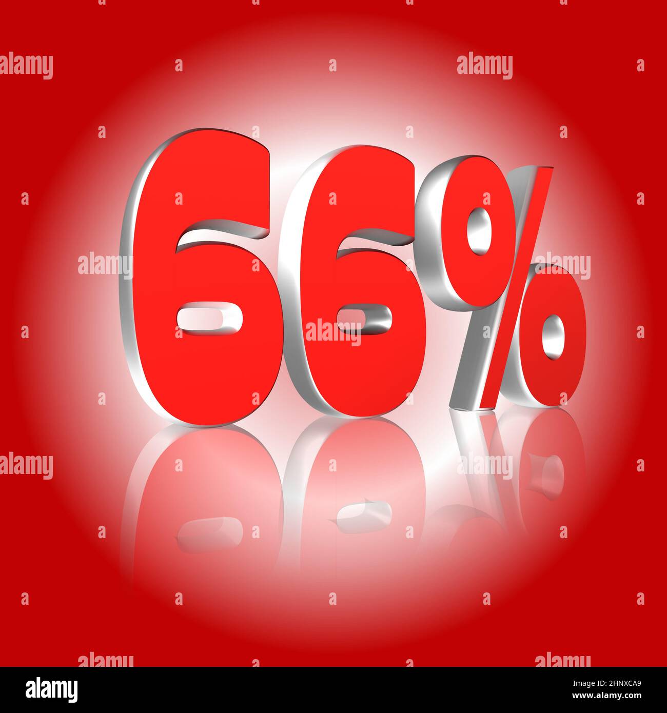 66%, 66 percent as a 3D illustration, 3D rendering Stock Photo - Alamy
