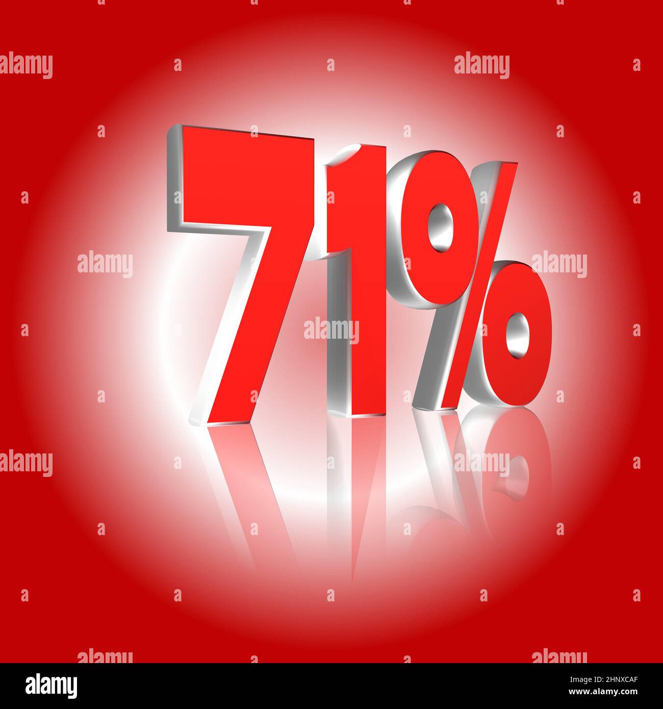 71%, 71 percent as a 3D illustration, 3D rendering Stock Photo - Alamy