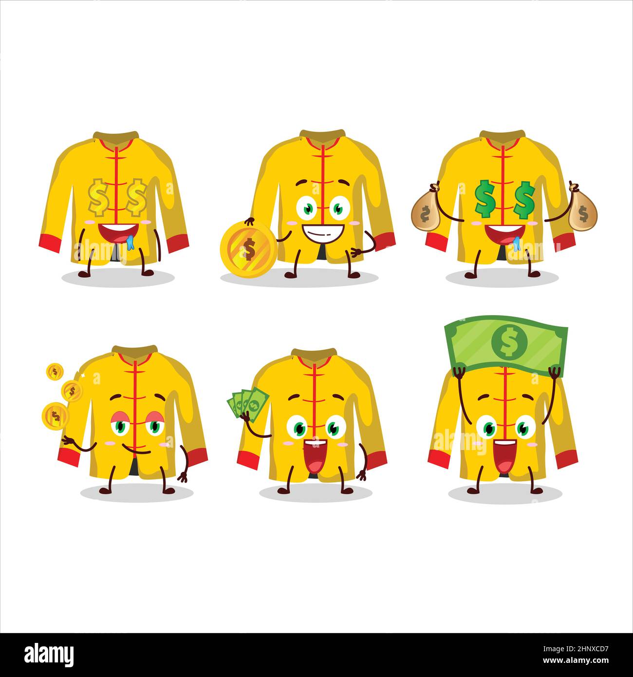 Yellow chinese traditional costume cartoon character with cute emoticon ...