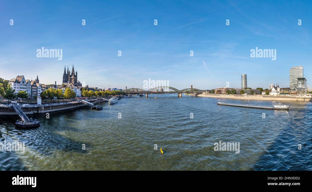 skyline of Cologne with river Rhine in late afternoon Stock Photo - Alamy