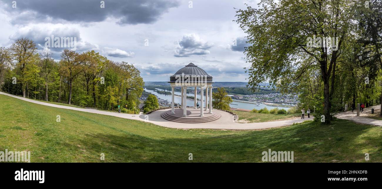 landscape at ruedesheim with view to olsd panorama temple and river ...
