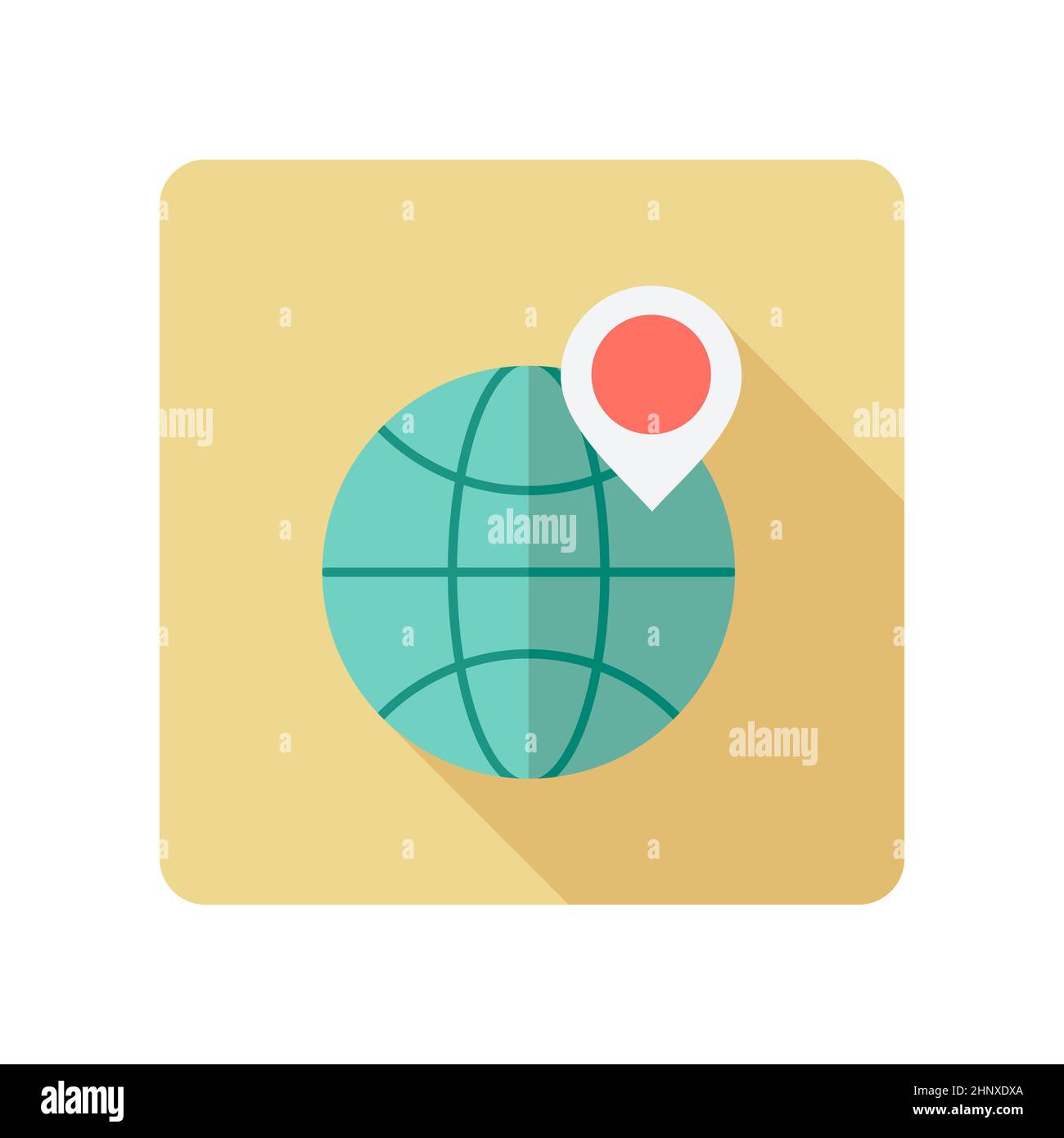 Earth planet and location marker on it icon. International delivery. E ...