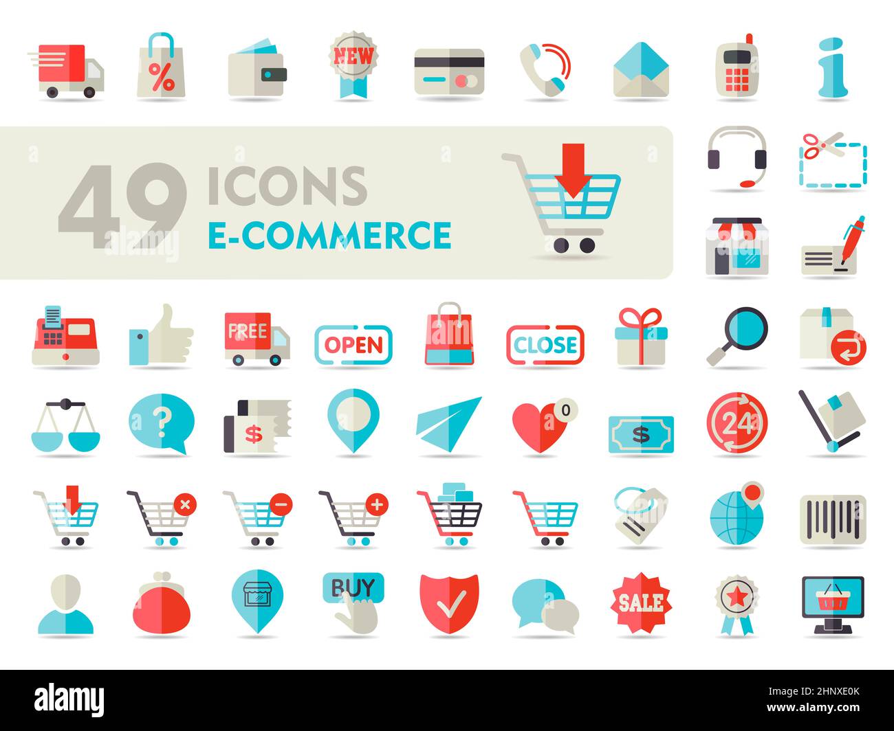 E-commerce set vector icons shopping and online. Graph symbol for your ...