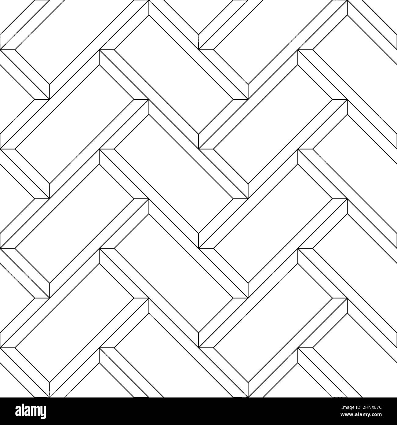 Herringbone floor seamless pattern. Outline editable repeating metro ...