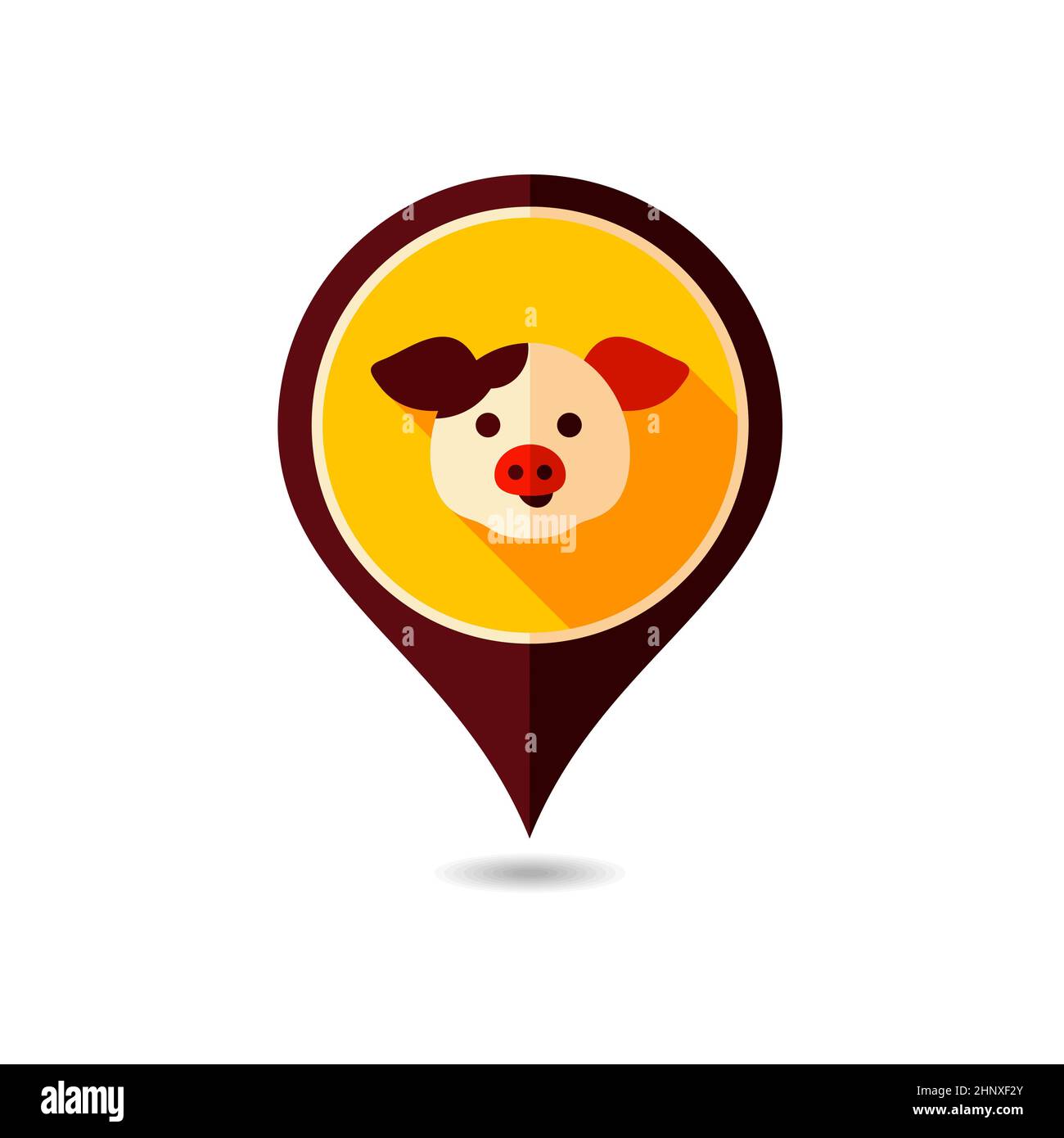 Pig pin map icon. Farm animal Map pointer. Map marker. Graph symbol for ...