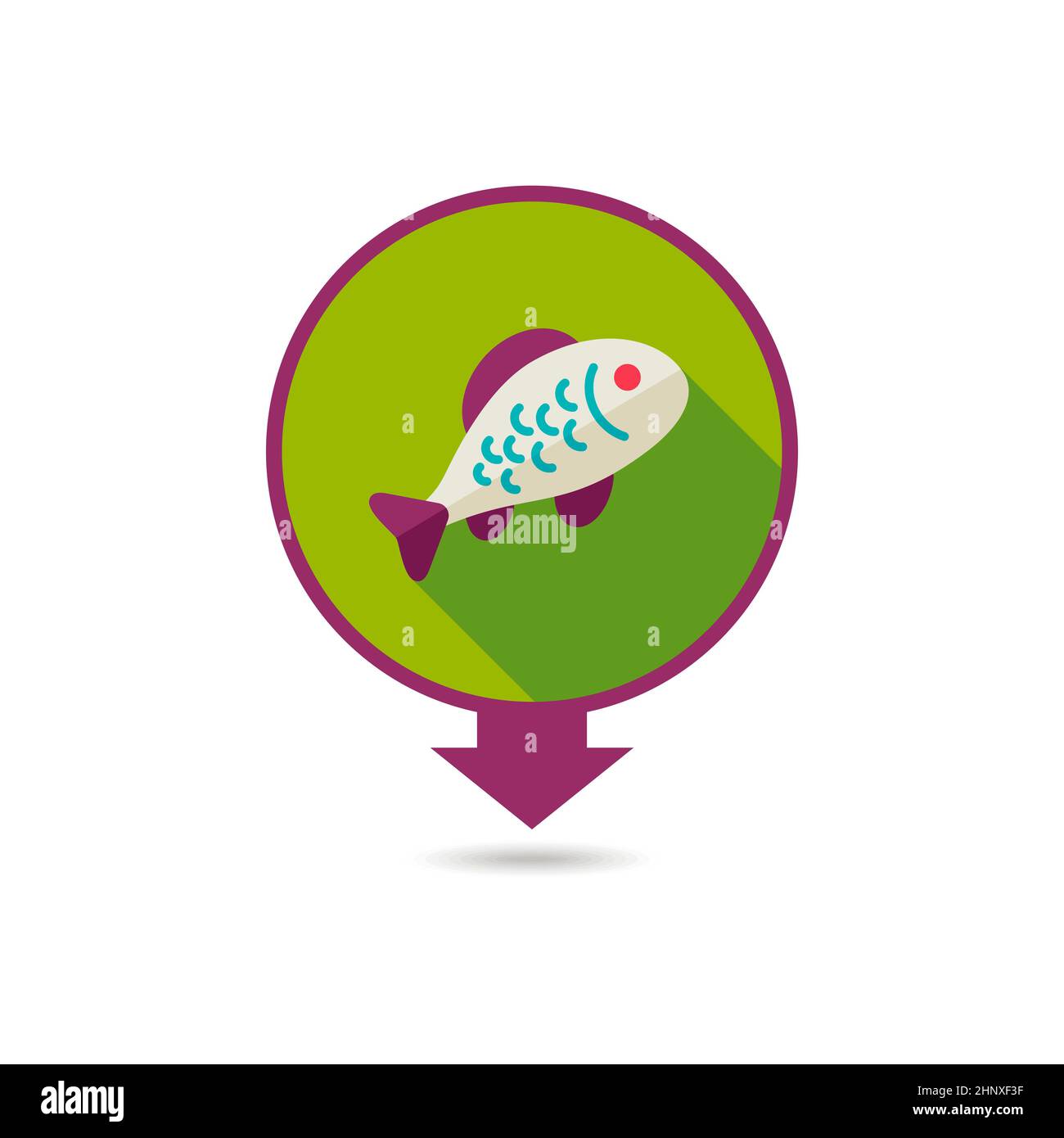 Fish pin map icon. Farm animal Map pointer. Map marker. Graph symbol ...