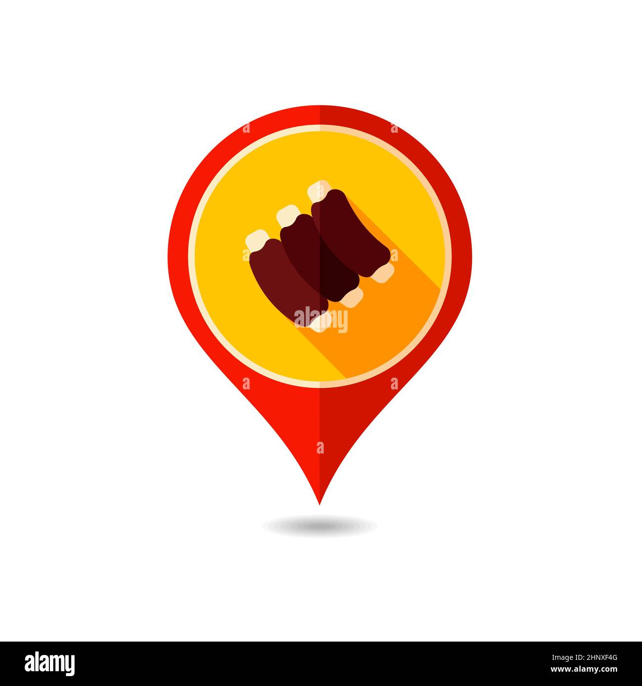 Ribs food meat pin map icon. Farm animal Map pointer. Map marker. Graph ...