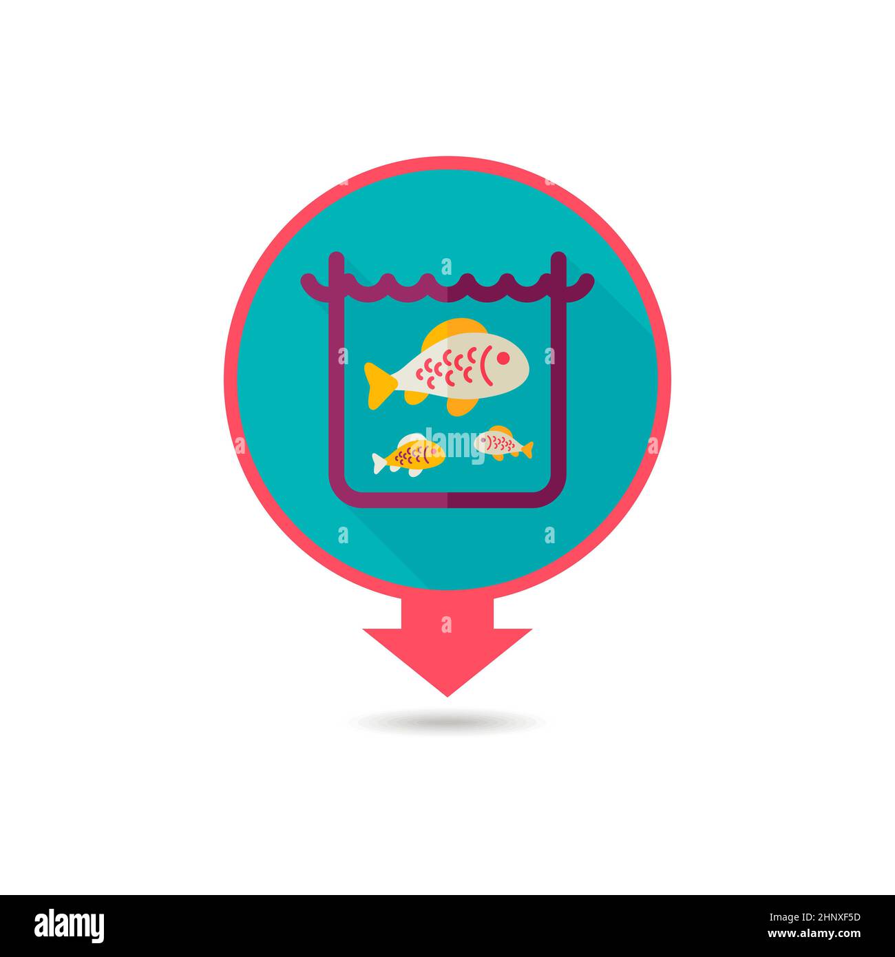 Fish in a pond or aquarium pin map icon. Farm animal Map pointer. Map ...
