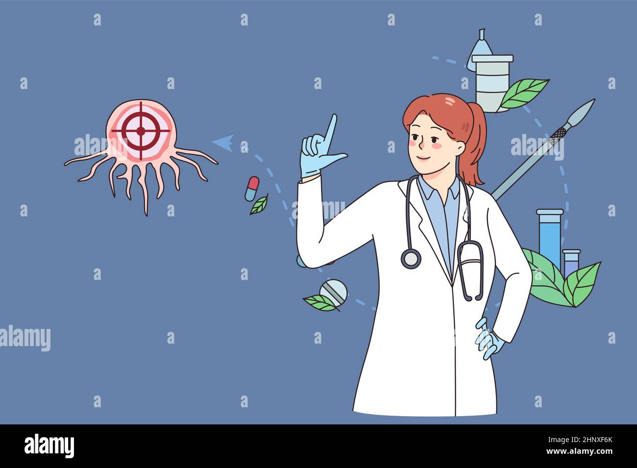 Female doctor or scientist explore cancer cell do research in ...