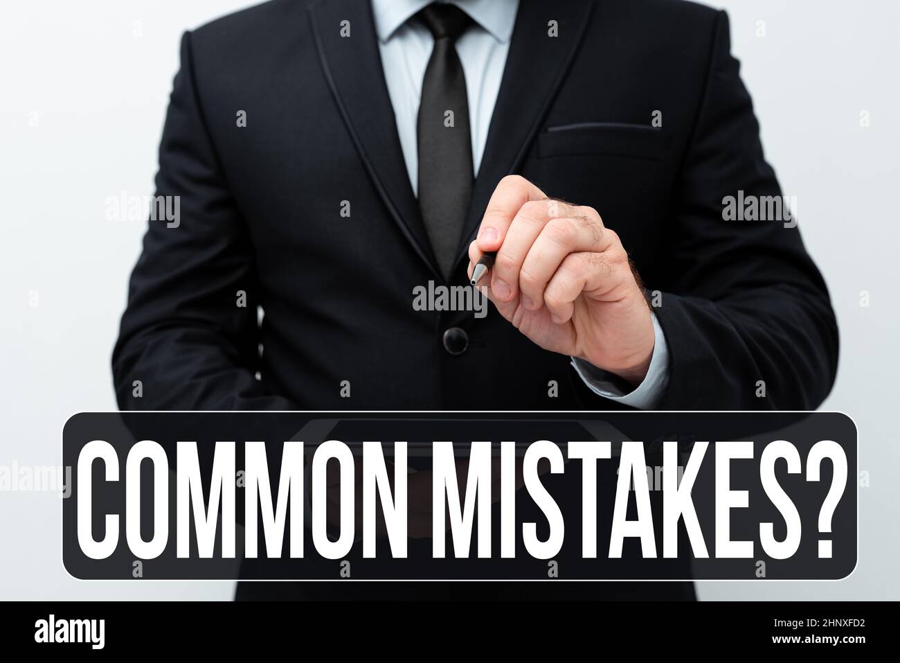 Text caption presenting Common Mistakes Question, Business showcase ...