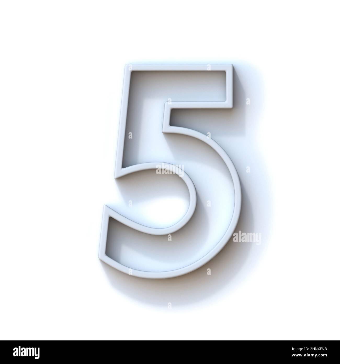Grey extruded outlined font with shadow Number 5 FIVE 3D rendering ...