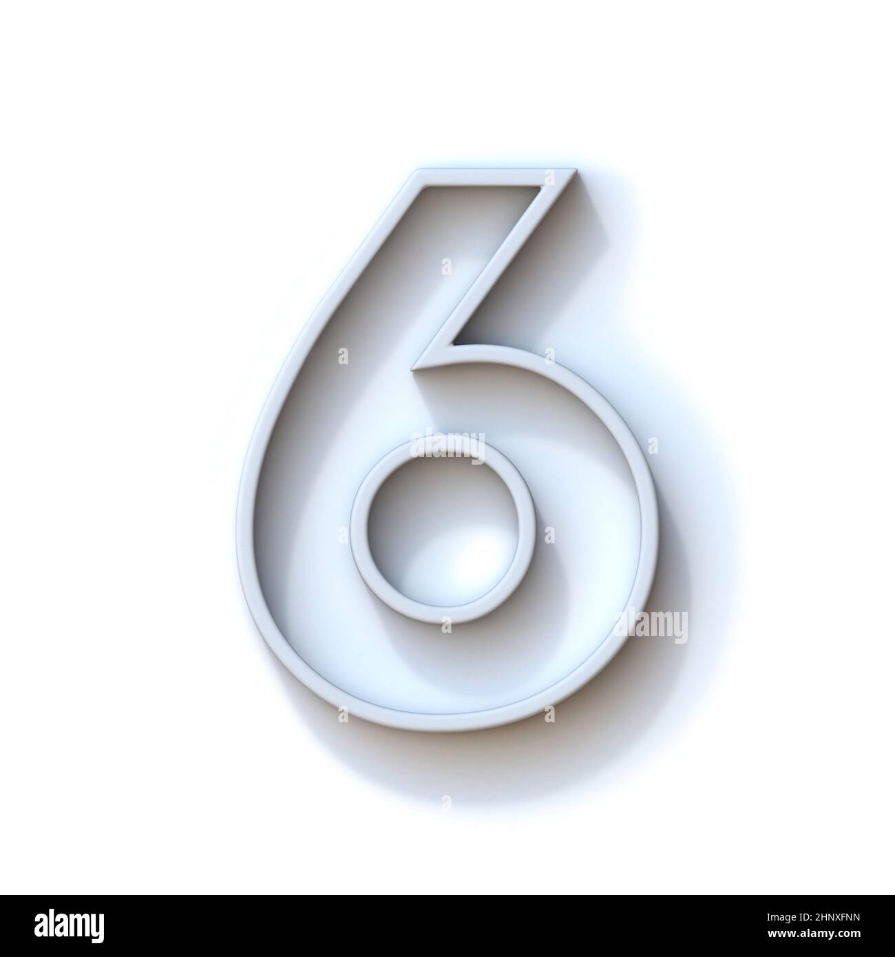 Grey extruded outlined font with shadow Number 6 SIX 3D rendering ...