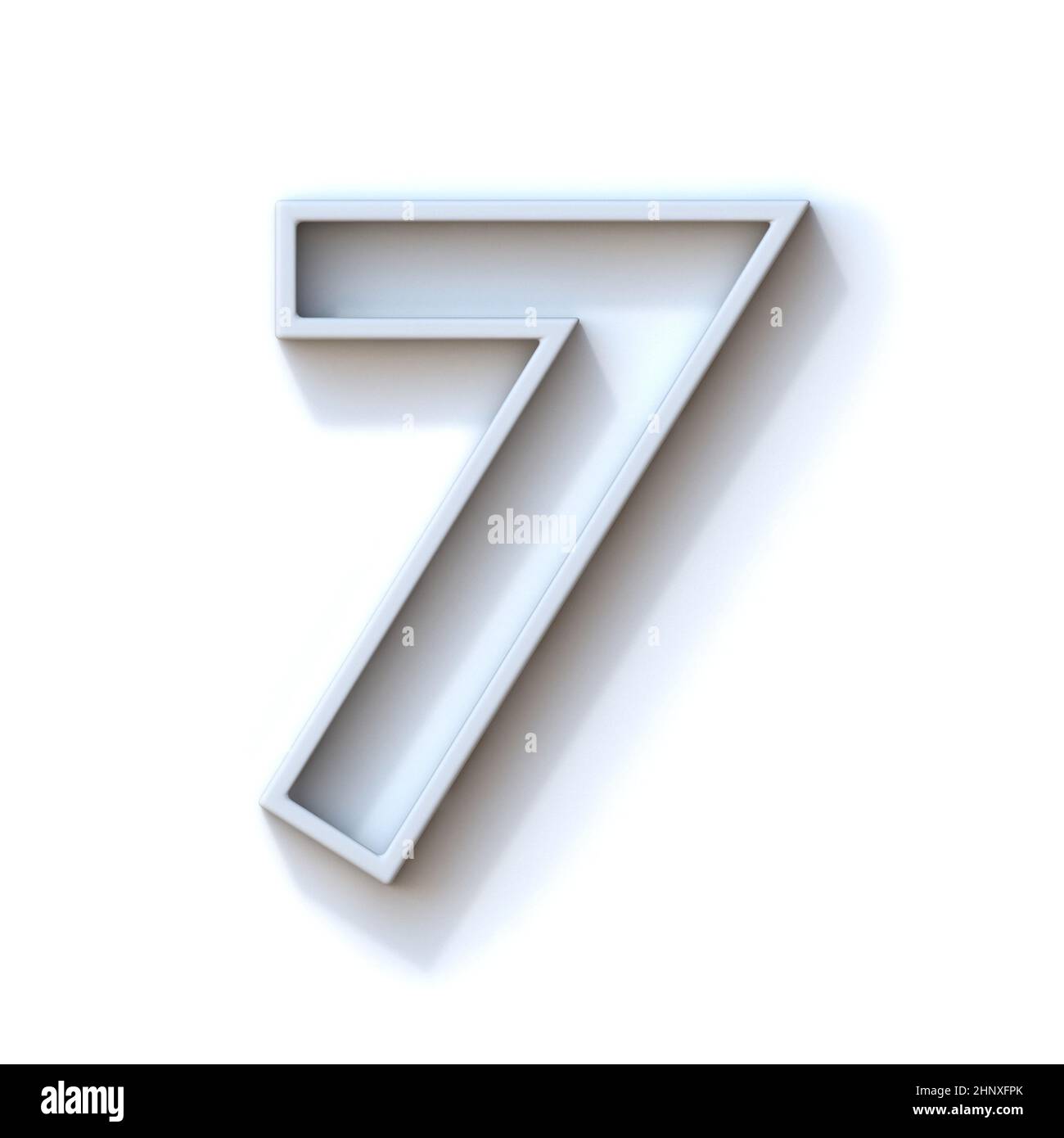 Grey extruded outlined font with shadow Number 7 SEVEN 3D rendering ...