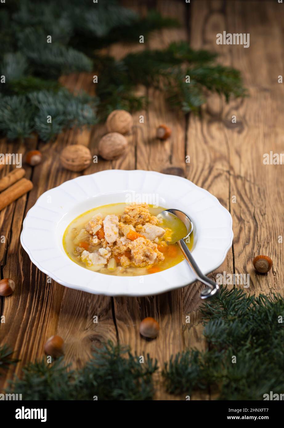Traditional Christmas food in Czech Republic - fish soup Stock Photo ...