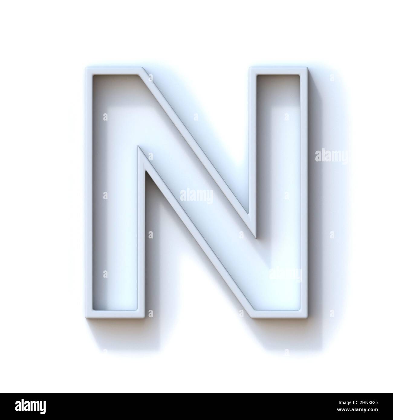 Grey extruded outlined font with shadow Letter N 3D rendering ...