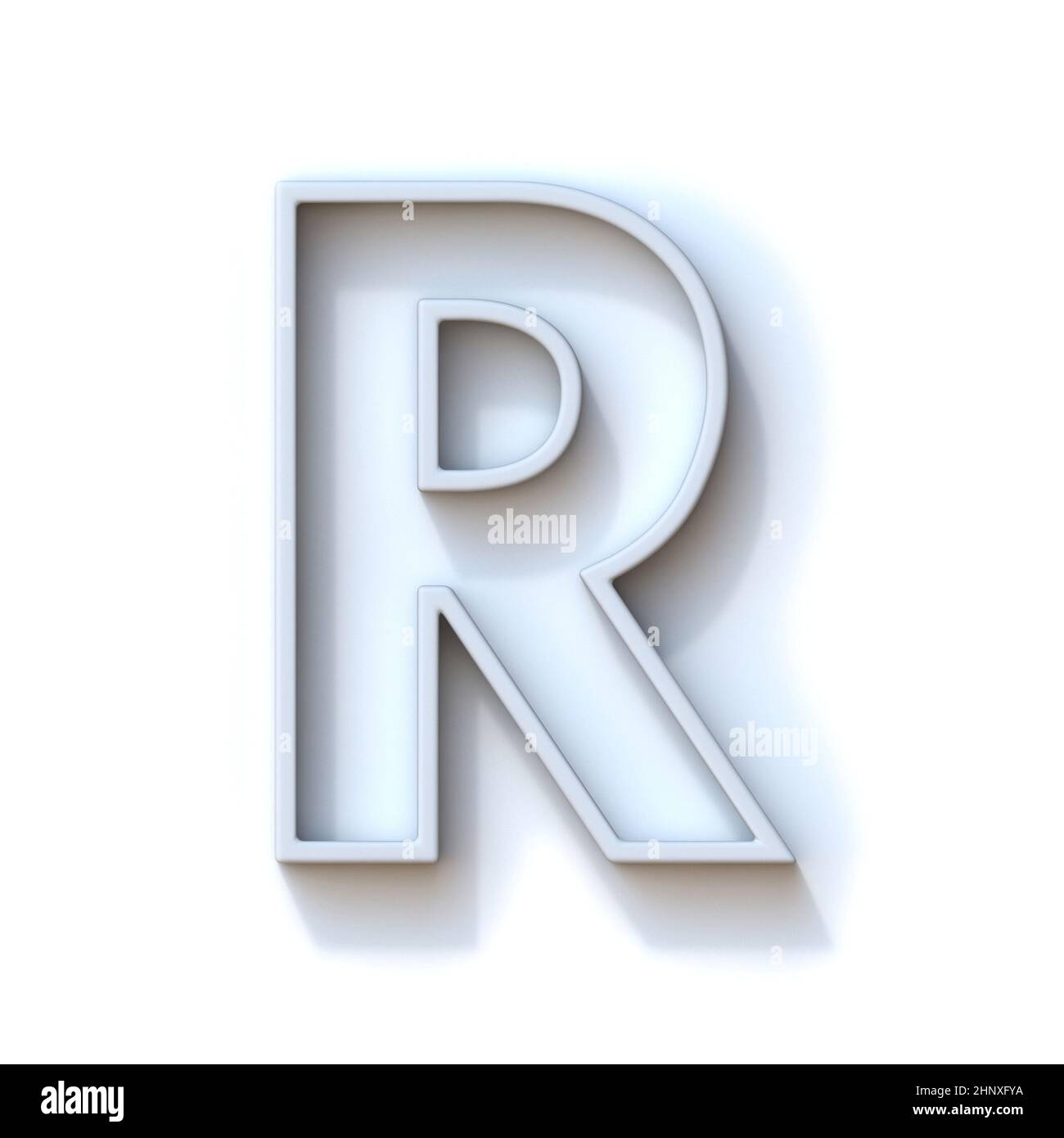 Grey extruded outlined font with shadow Letter R 3D rendering ...