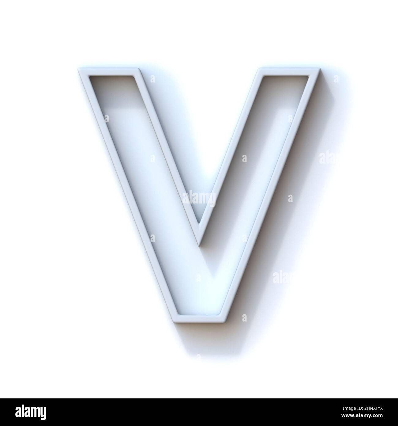 Grey extruded outlined font with shadow Letter V 3D rendering ...