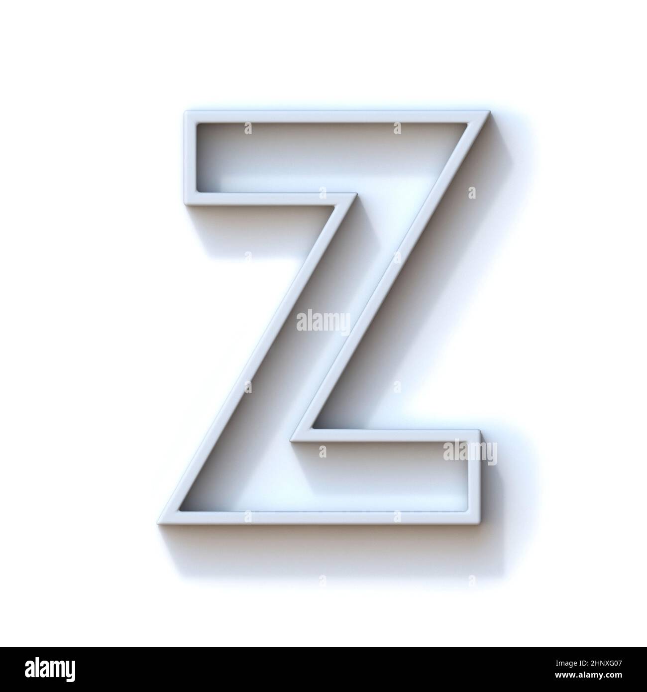 Grey extruded outlined font with shadow Letter Z 3D rendering ...