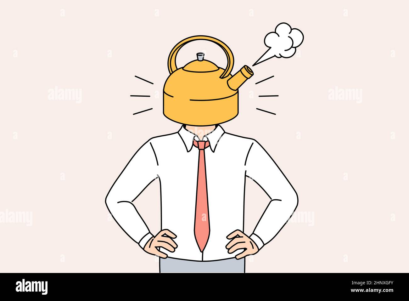 Stress and overwork exhaustion concept. Businessman body with boiling ...