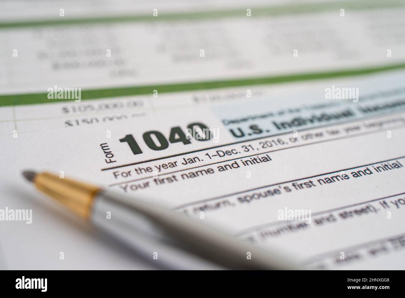 Tax Return form 1040 form, U.S. Individual Income Stock Photo - Alamy