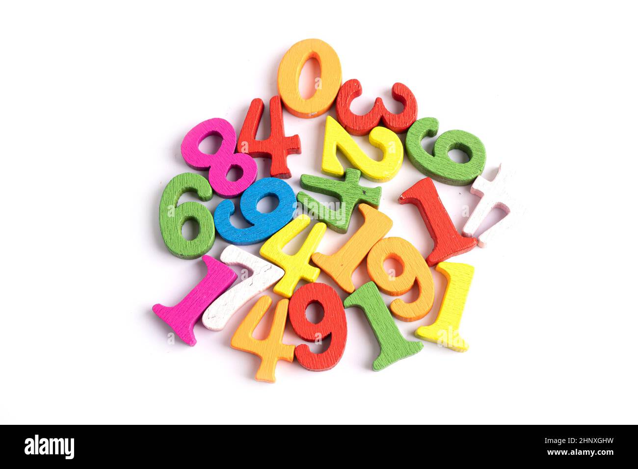 Math number colorful on white background, education study mathematics ...