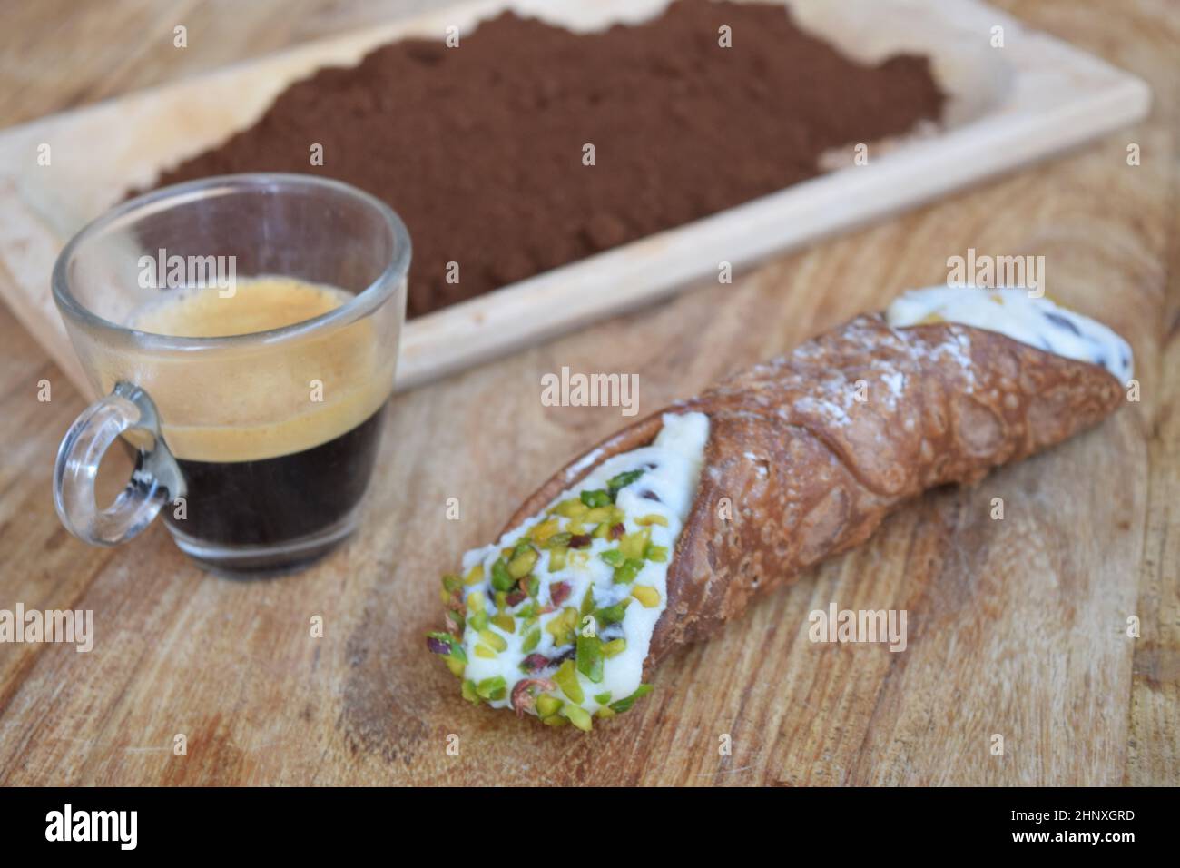 ground coffee with an strong espresso and sicilian cannolo at breakfast ...