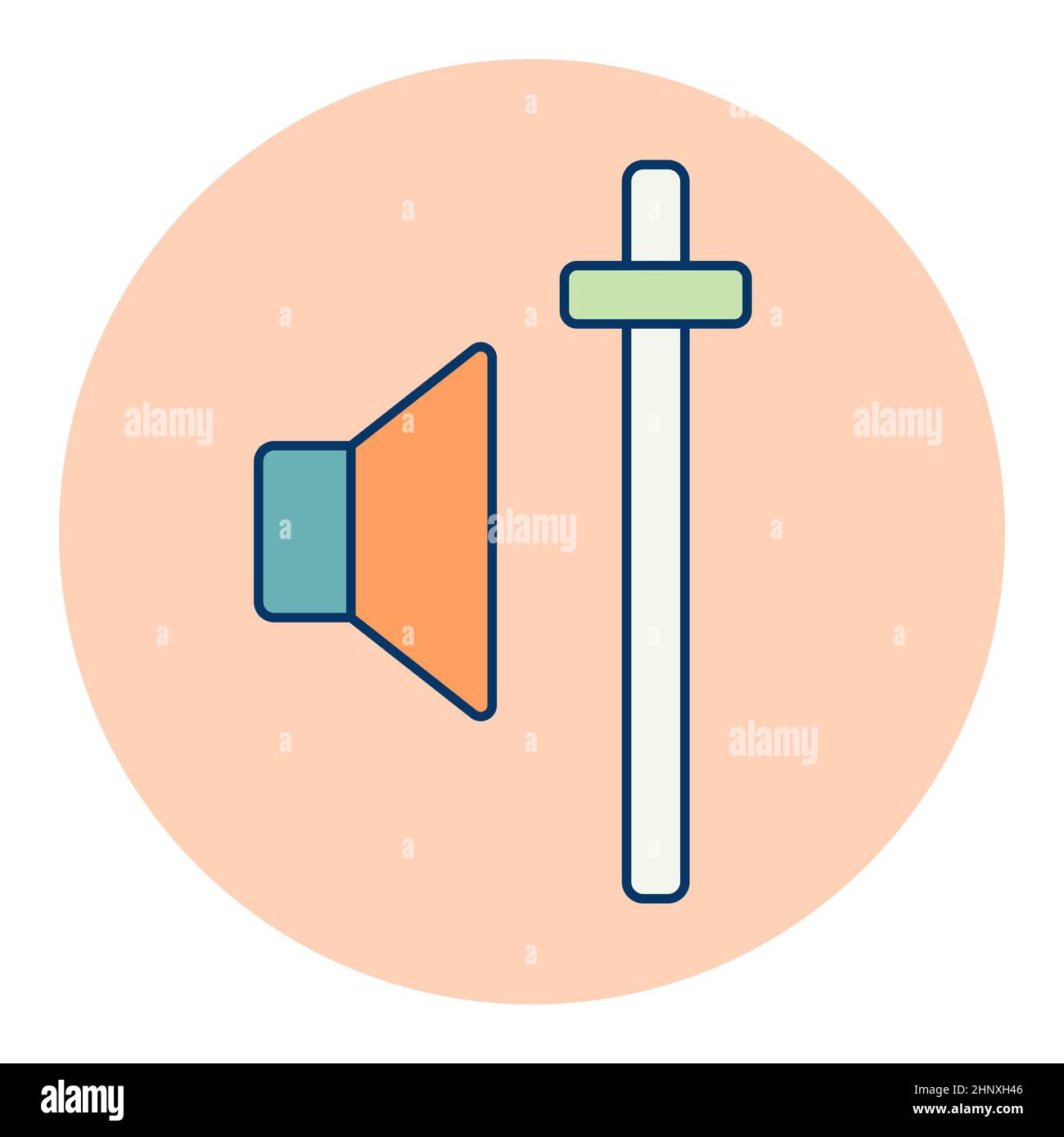 Audio volume slider control color vector icon. Graph symbol for music ...