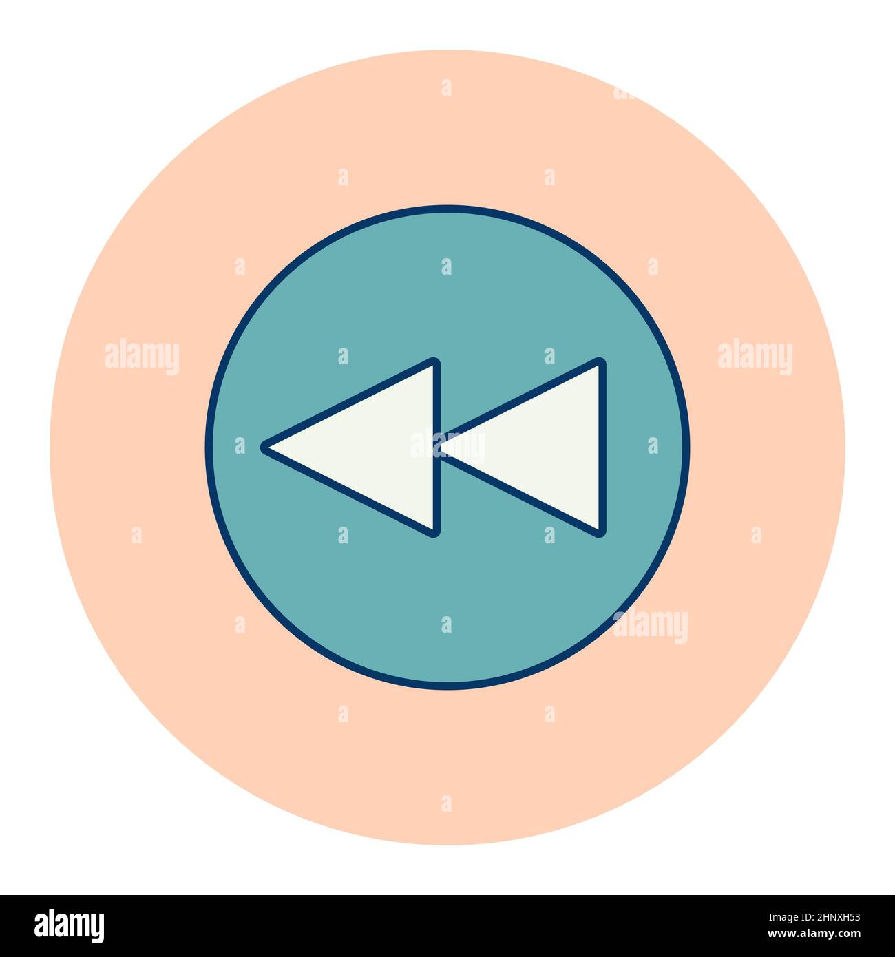 Play previous track button color vector flat icon. Graph symbol for ...