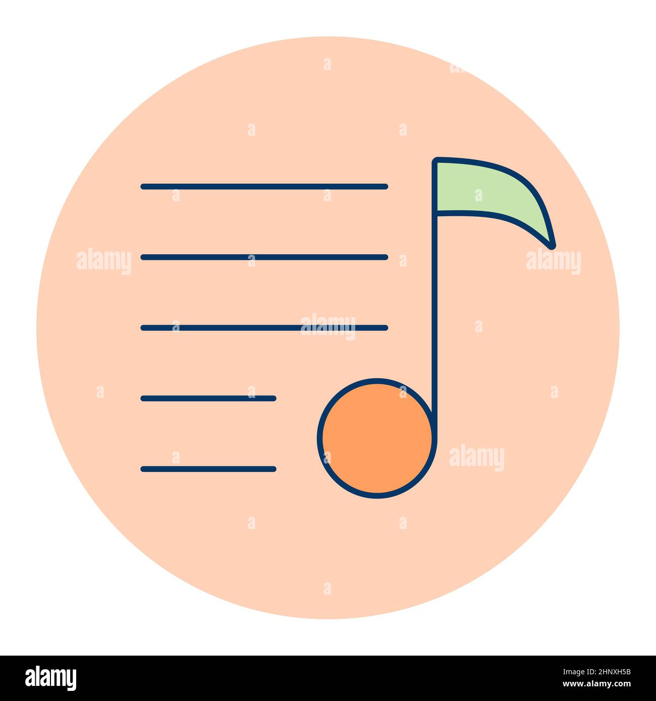Music playlist color vector icon. Musical note and list. Graph symbol ...