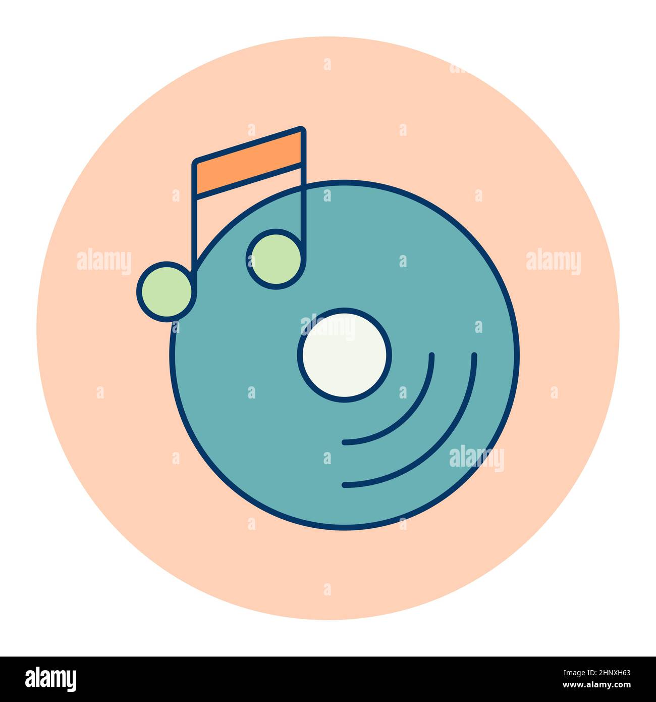 Disc and music note color vector icon. Music sign. Graph symbol for ...