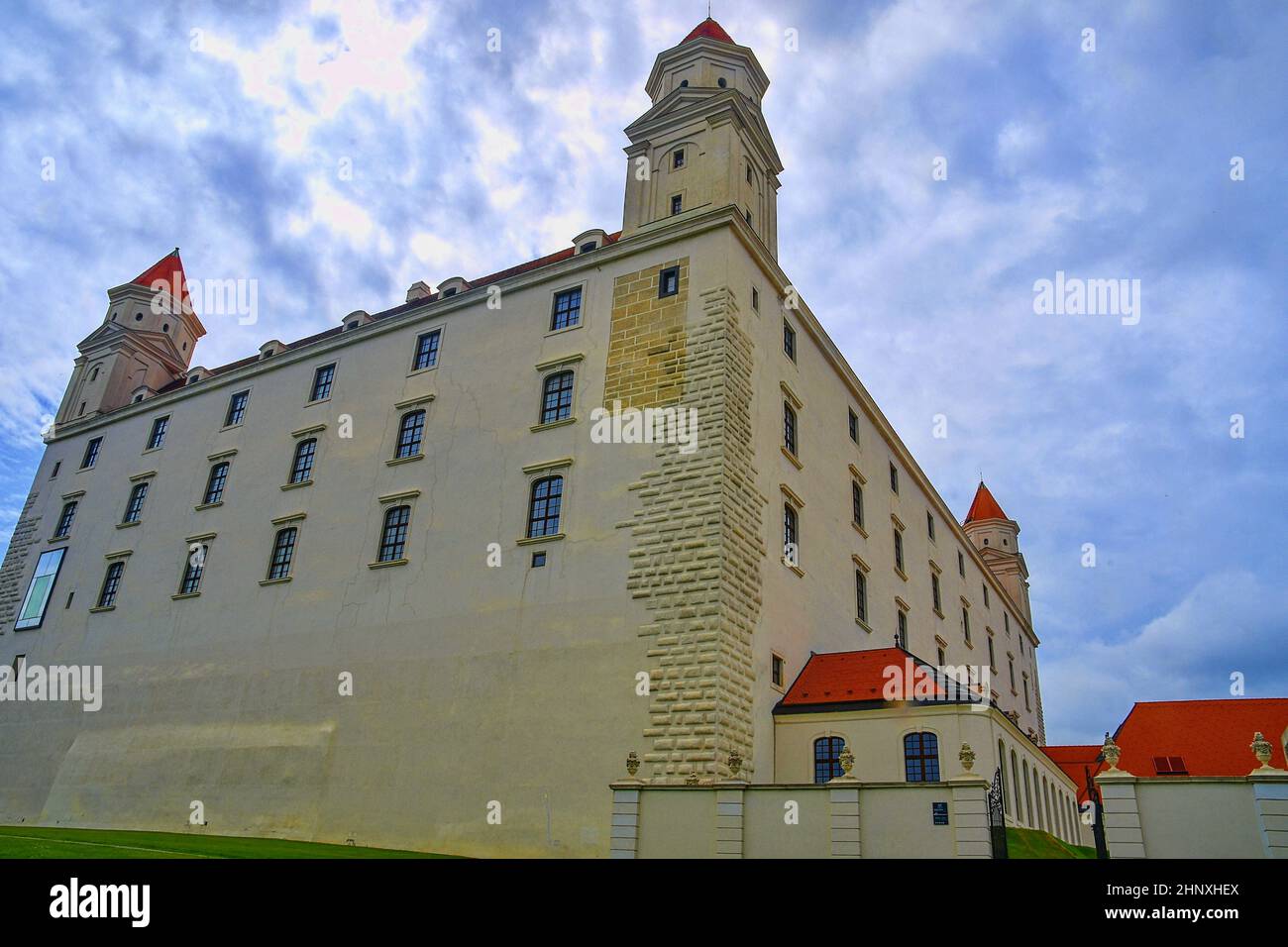Medieval castle on the hill against the sky. Bratislava castle ...